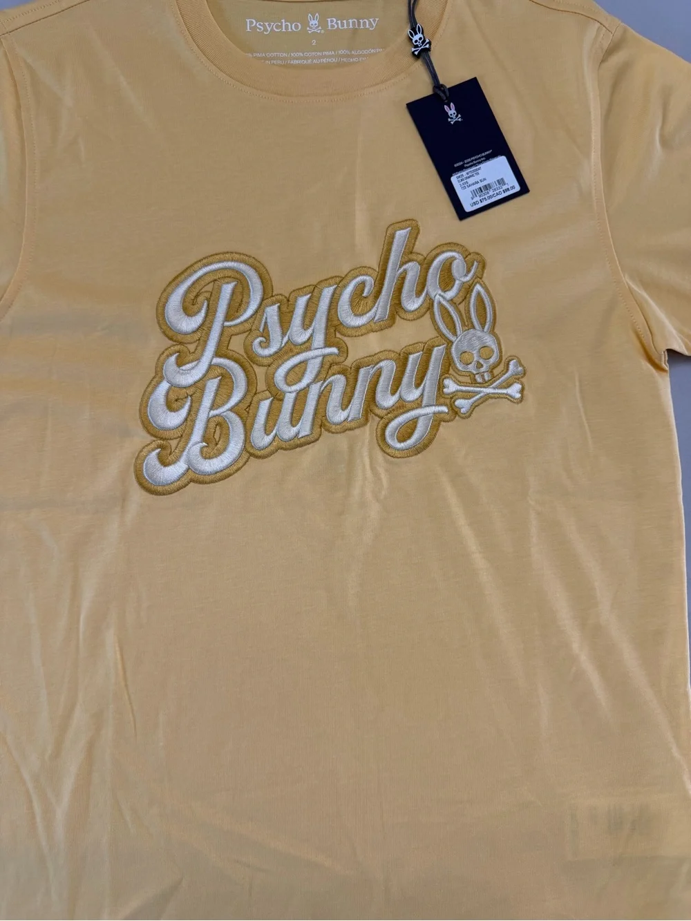 Psycho Bunny | Shirts | Psycho Bunny Yellow Script Logo Short Sleeve ...